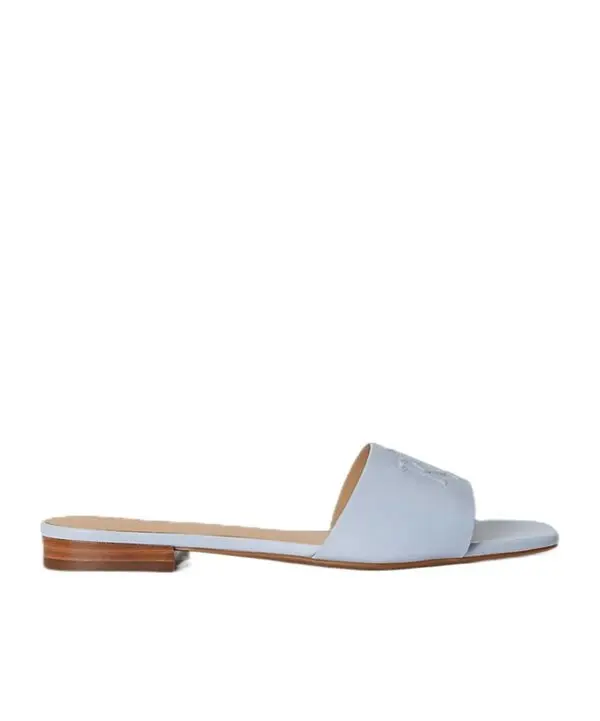 Ralph Lauren Everley Leather Logo-embroidered Sandals - Blue