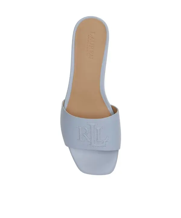 Ralph Lauren Everley Leather Logo-embroidered Sandals - Blue