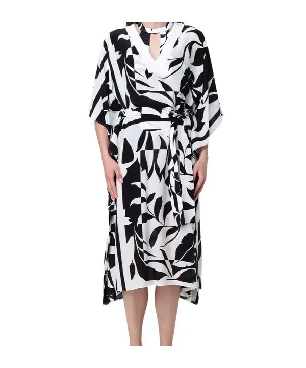 Max Mara V-neck Short-sleeved Printed Dress - Multicolor