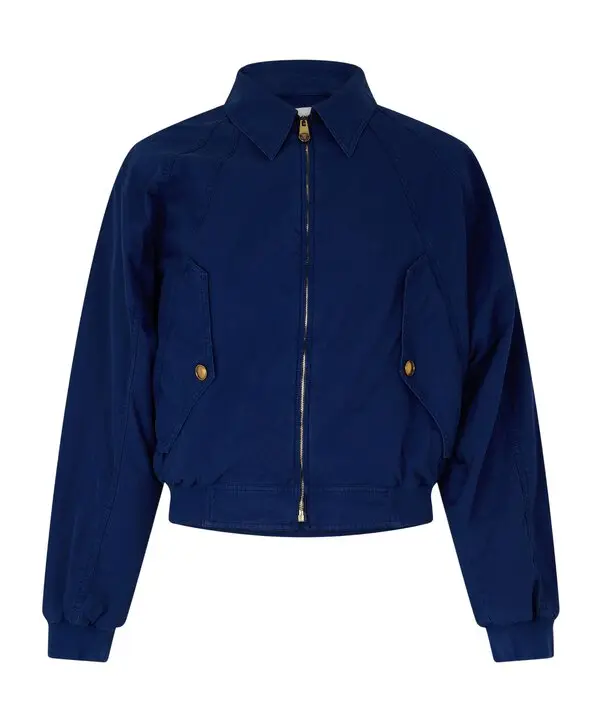 Versace Lapel Short Zip-up Jacket - Deep Blue
