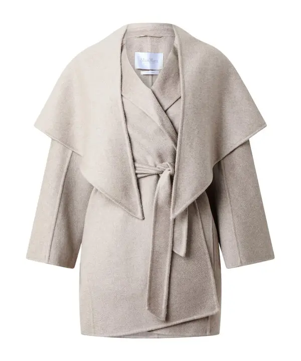 Max Mara Detto Wool Blend Wrap Coat - Nude