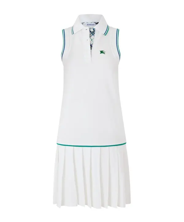 Burberry Sleeveless Polo Mini Dress With Pleated Skirt