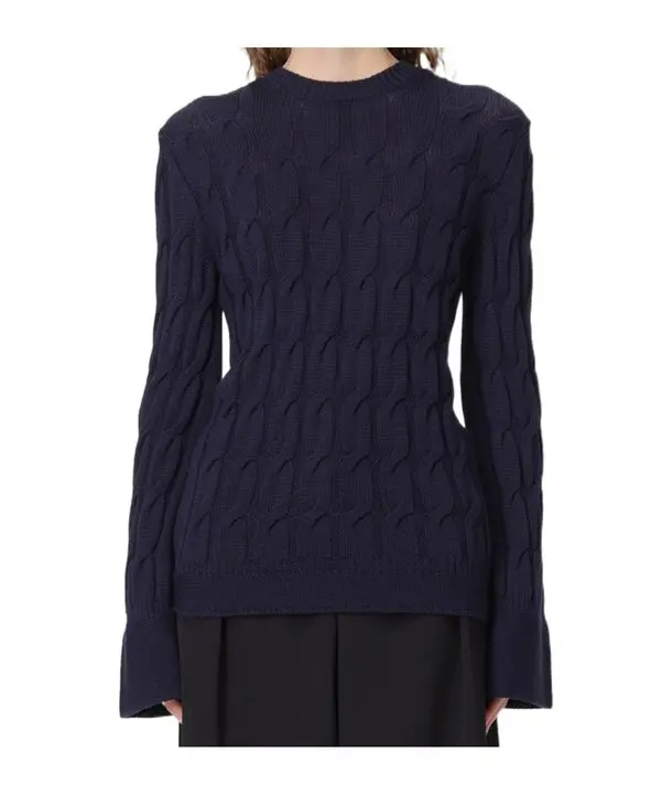 Max Mara Long-sleeved Knitwear With Cable Knit Design - Black