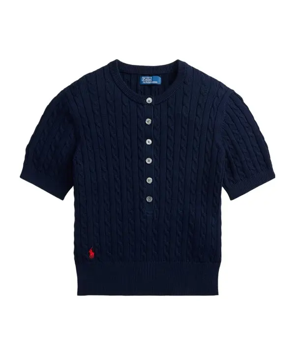 Polo Ralph Lauren Sweater Henley Knitted Top - Black