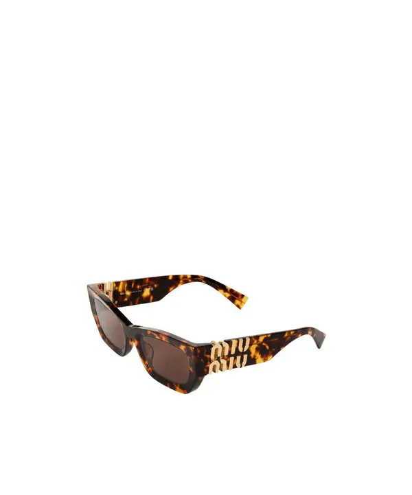 Miu Miu Rectangle Sunglasses With Gold Tone Logo Detail