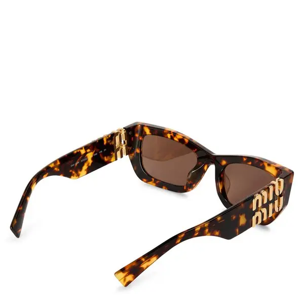 Miu Miu Rectangle Sunglasses With Gold Tone Logo Detail