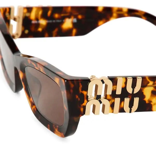 Miu Miu Rectangle Sunglasses With Gold Tone Logo Detail