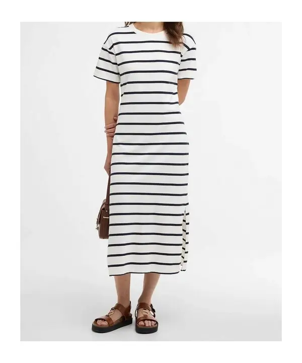 Barbour Selena Striped Midi Dress - Cloud Pattern/navy Stripe
