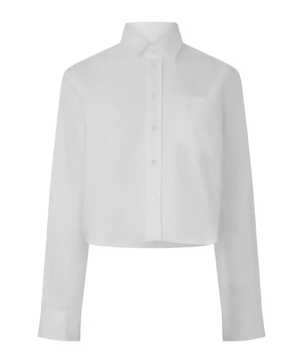 AMI Paris Cropped Pure White Collared Long-sleeve Shirt - No