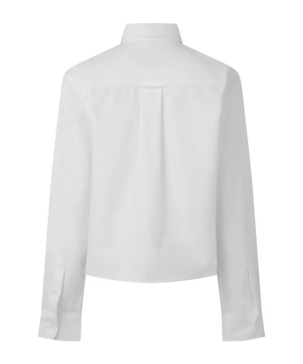 AMI Paris Cropped Pure White Collared Long-sleeve Shirt