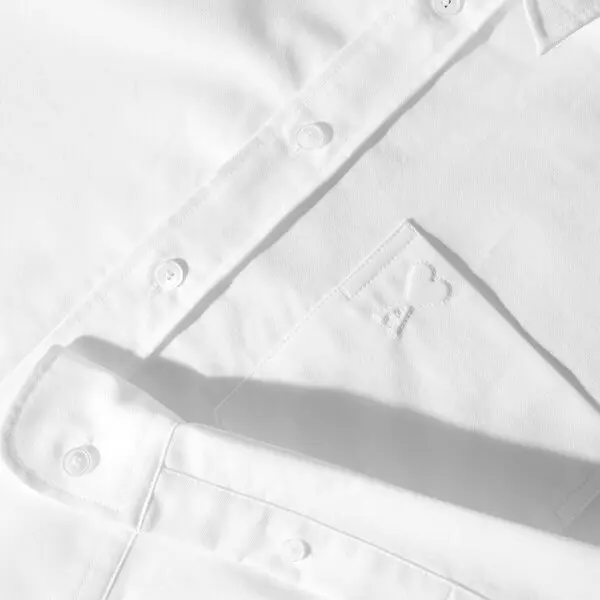 AMI Paris Cropped Pure White Collared Long-sleeve Shirt