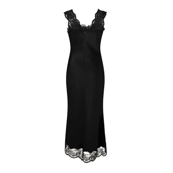 Alexander McQueen Slim-fit Midi Slip Dress With Lace Trim