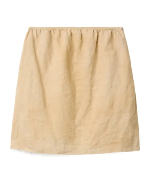 Miu Miu Linen Midi Skirt With Antique Finish - Soybean Green