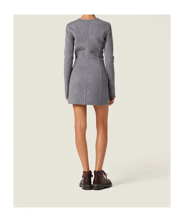 Miu Miu Double-layer Wool Dress With Bow Neckline