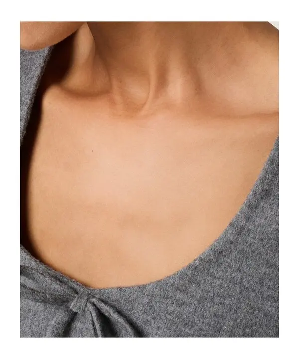Miu Miu Double-layer Wool Dress With Bow Neckline