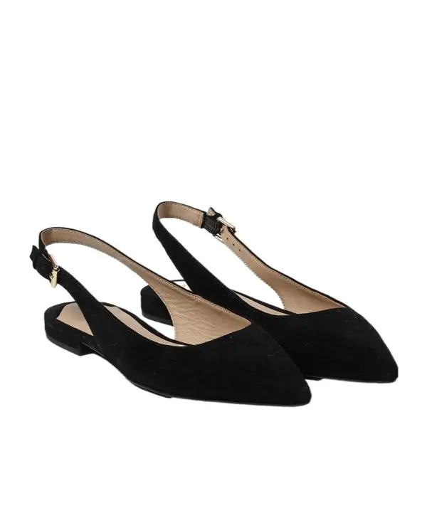Ralph Lauren Pointed Toe Slingback Flats - Black