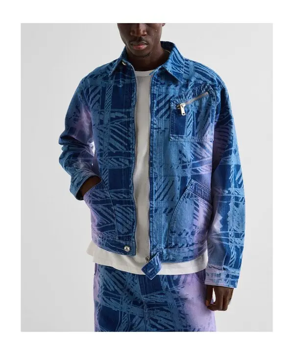 VIVIENNE WESTWOOD Stand-collar Full-print Textured Zip Jacket