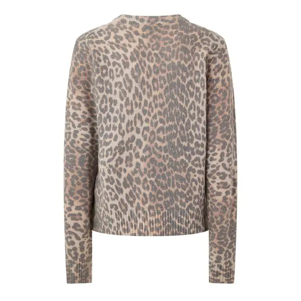 GANNI Leopard Print Tiger Graphic Crew Neck Sweater
