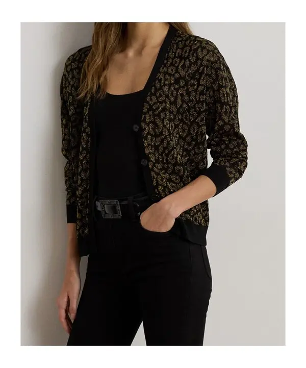 Ralph Lauren Animal Print V-neck Cardigan