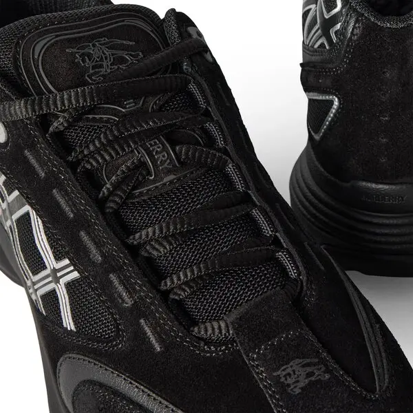 Burberry Low-profile Athletic Sneakers With Suede And Mesh Upper