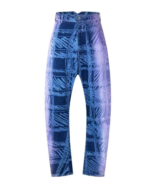 VIVIENNE WESTWOOD High-waisted Straight-leg Denim Pants With Leaf Print