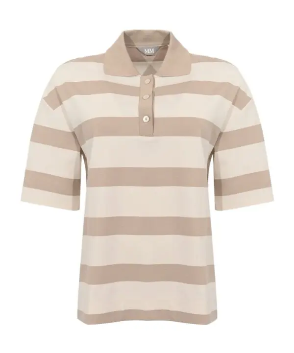 Max Mara Striped Cotton Polo Shirt - Nude