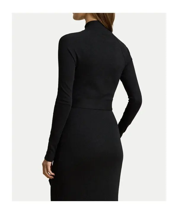 Ralph Lauren Rib-knit Mock Neck Dress With Button Trim