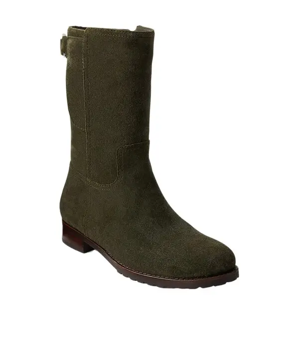 Ralph Lauren Round Toe Ankle Boots With Metal Ring Embellishment