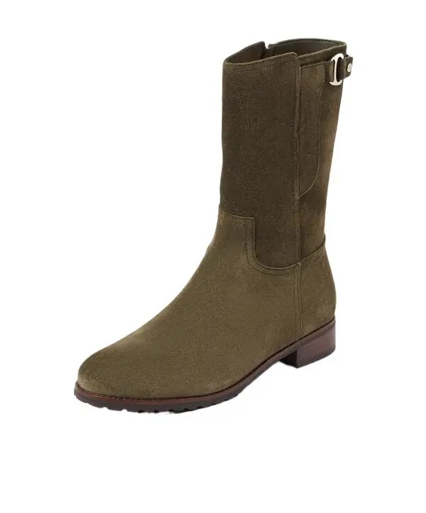 Ralph Lauren Round Toe Ankle Boots With Metal Ring Embellishment