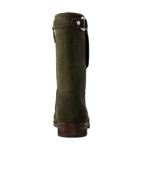 Ralph Lauren Round Toe Ankle Boots With Metal Ring Embellishment