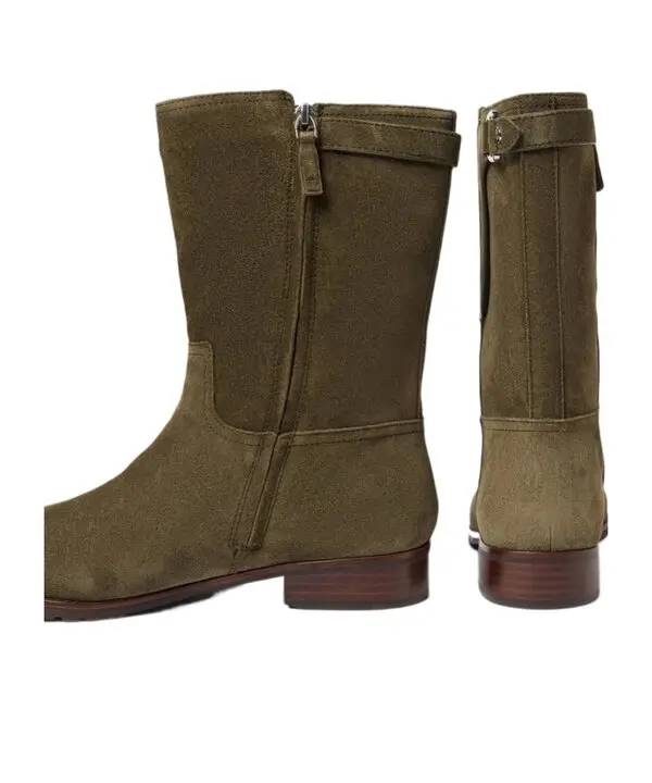 Ralph Lauren Round Toe Ankle Boots With Metal Ring Embellishment