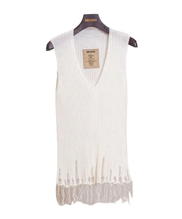 UMA WANG V-neck Knit Vest - White