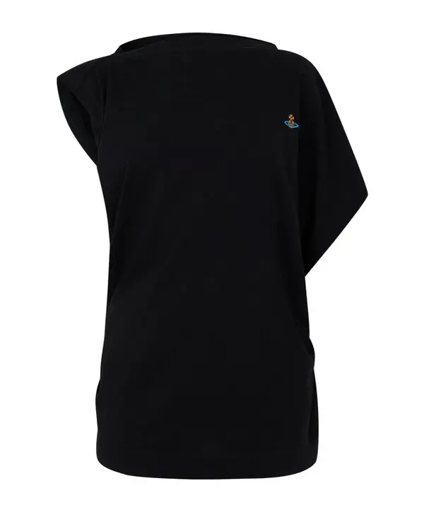 VIVIENNE WESTWOOD Asymmetrical Draped Sleeveless Top With Embroidered Emblem