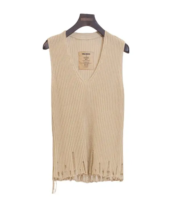 UMA WANG V-neck Knit Vest - Nude