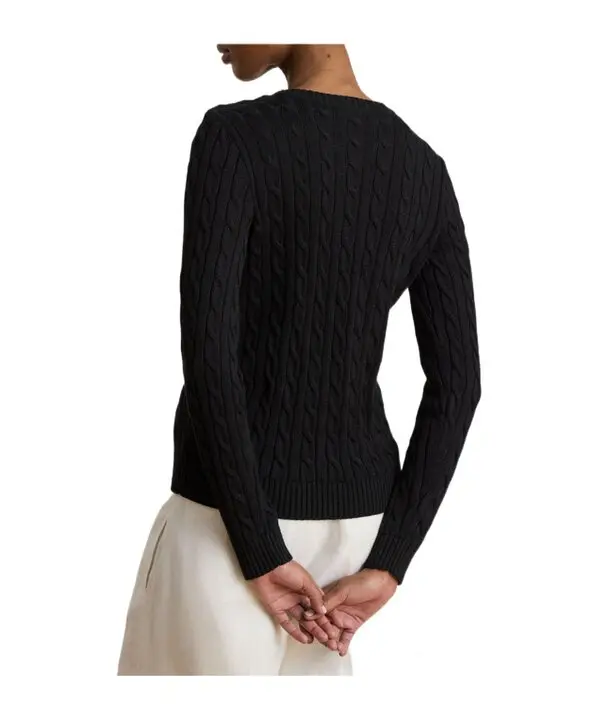 Ralph Lauren Cable Knit Crew Neck Jumper With Button Detail