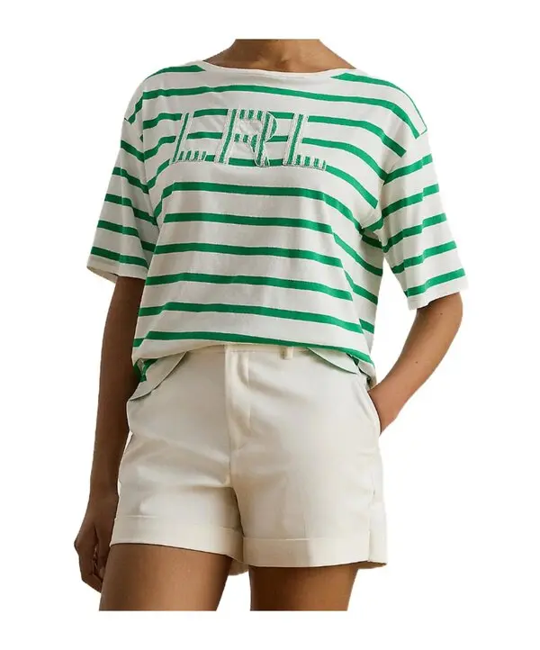 Ralph Lauren Striped Logo-patch Cotton T-shirt