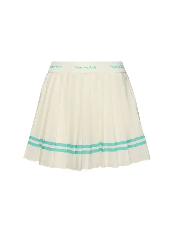 SPORTY  RICH Sporty & Rich Pleated Detail Skirt With Logo Band