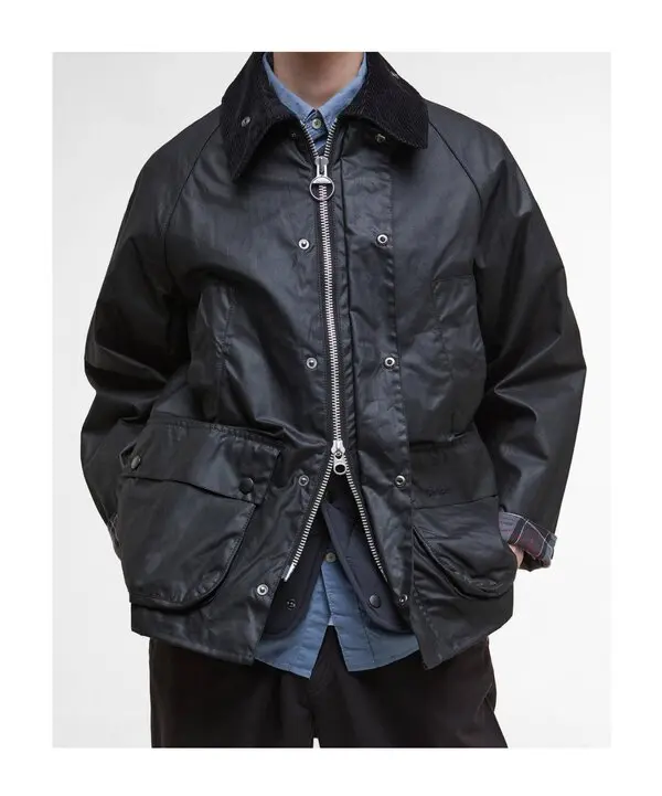 Barbour Cotton Jacket With Corduroy Collar - Classic Black