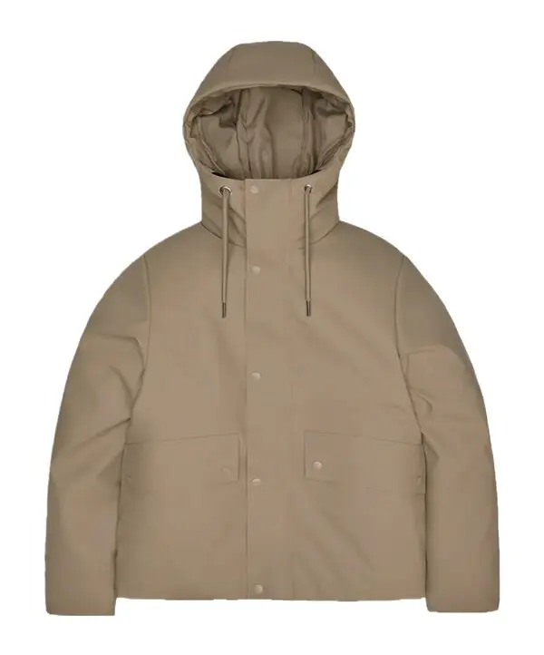 Rains Long-sleeved Snap-button Cotton Jacket With Drawstring Hood