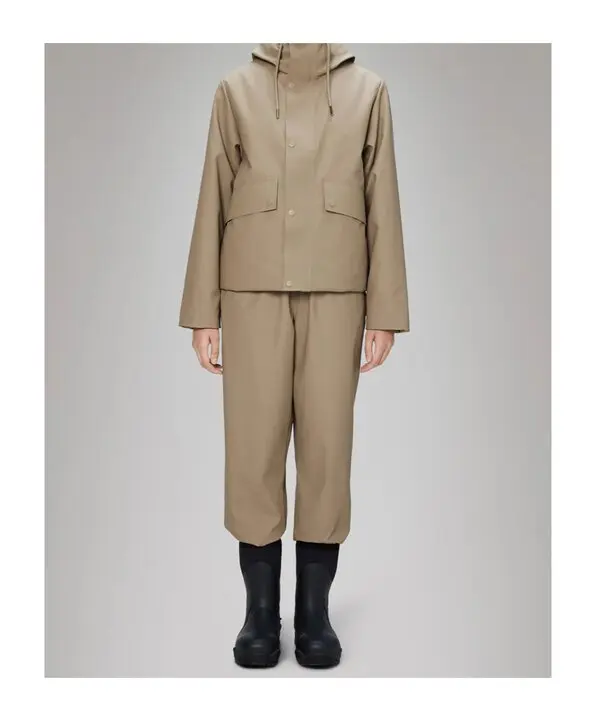 Rains Long-sleeved Snap-button Cotton Jacket With Drawstring Hood