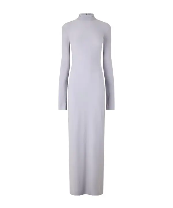 Norma Kamali Form-fitting Maxi Dress With Mock Neck And Long Sleeves