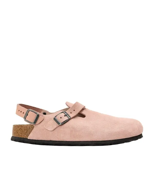 BIRKENSTOCK Suede Clogs With Adjustable Straps - Light Pink