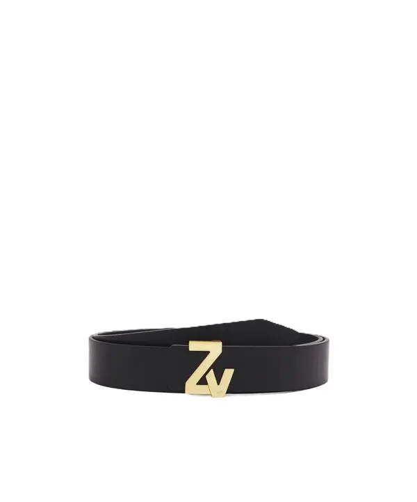 Zadig&Voltaire Logo Plaque Leather Belt - Black