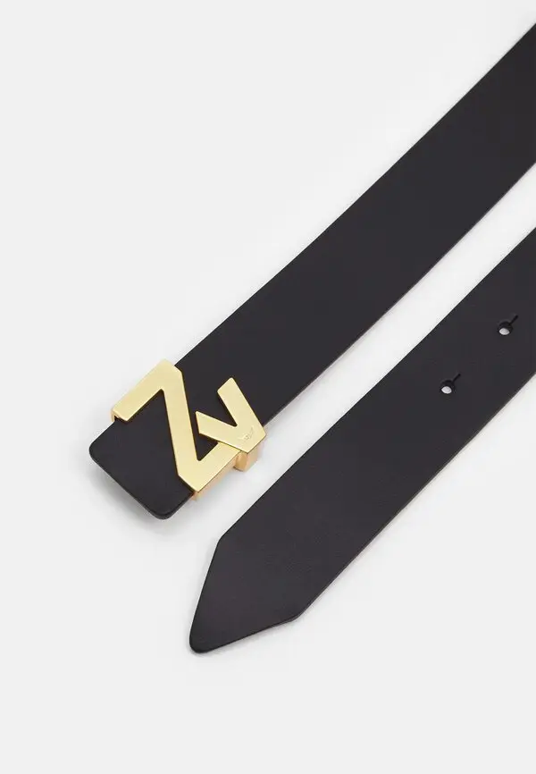Zadig&Voltaire Logo Plaque Leather Belt - Black