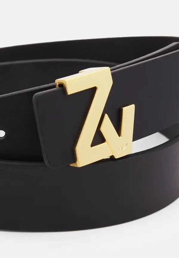 Zadig&Voltaire Logo Plaque Leather Belt - Black