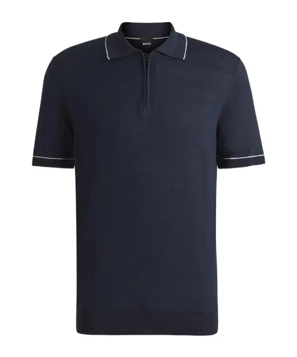 Hugo Boss Half-zip Linen Polo Shirt