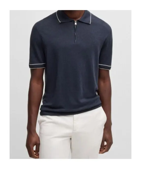 Hugo Boss Half-zip Linen Polo Shirt