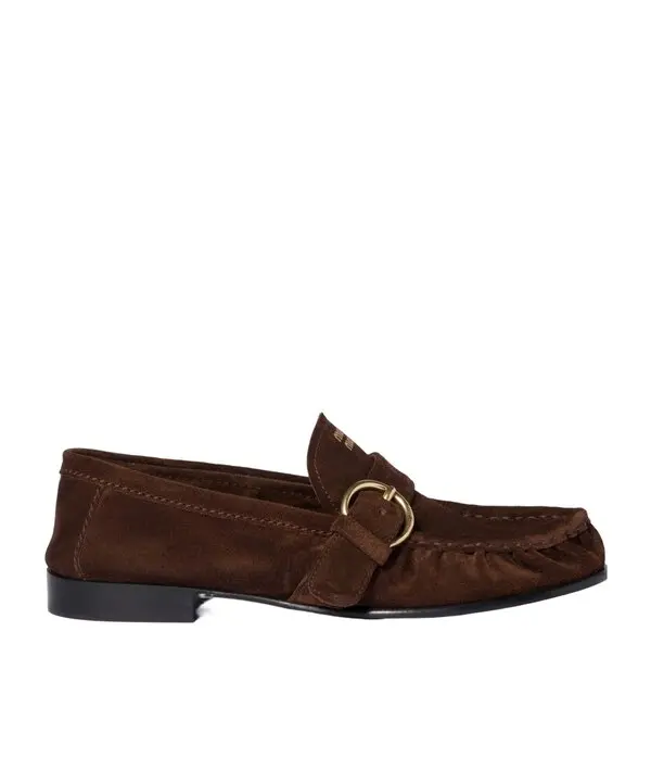 Miu Miu Suede Loafers With Buckle Detail