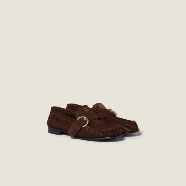 Miu Miu Suede Loafers With Buckle Detail
