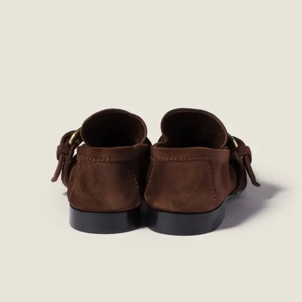 Miu Miu Suede Loafers With Buckle Detail